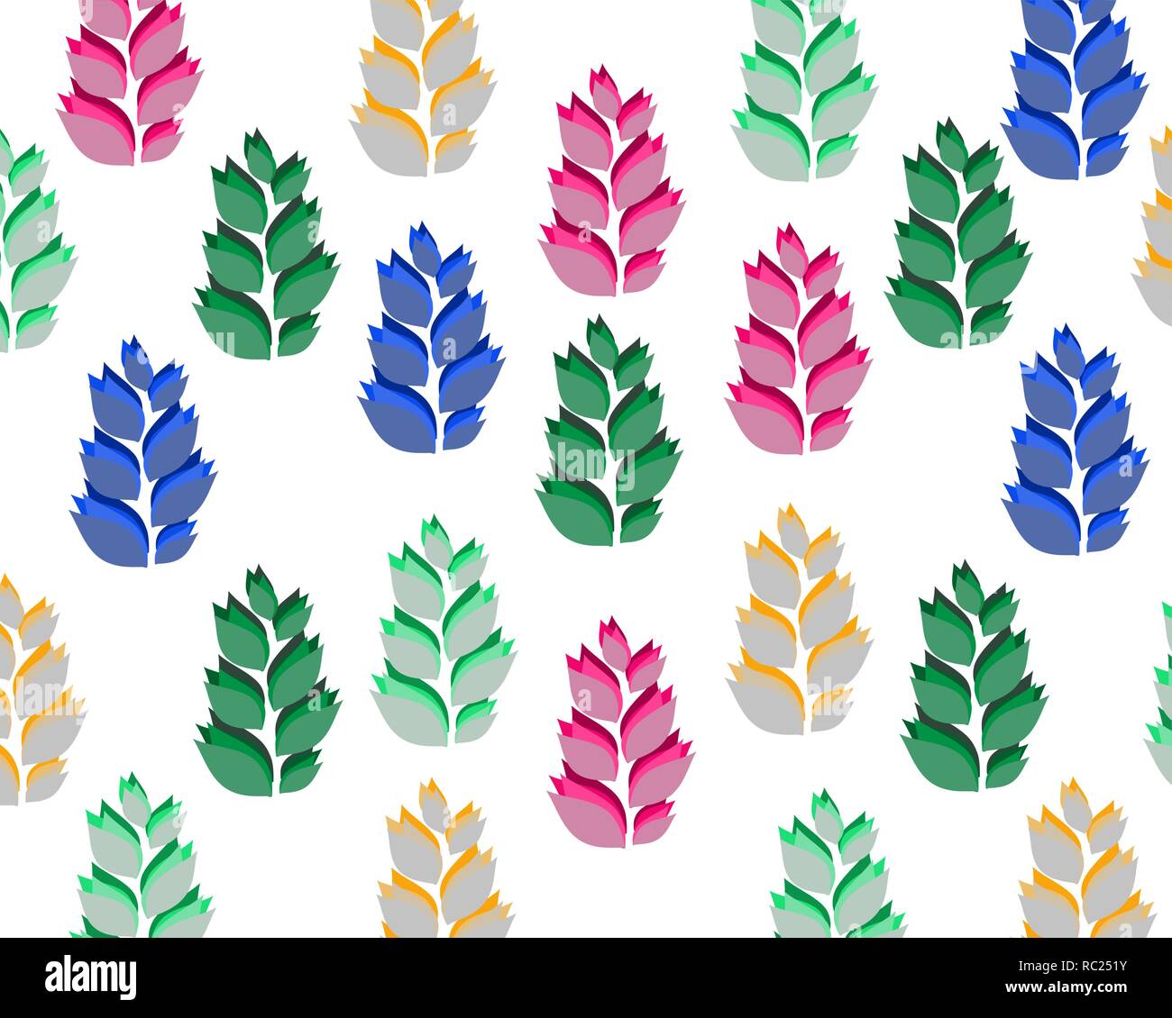 set of colored symmetrical leaves on white background Stock Vector ...