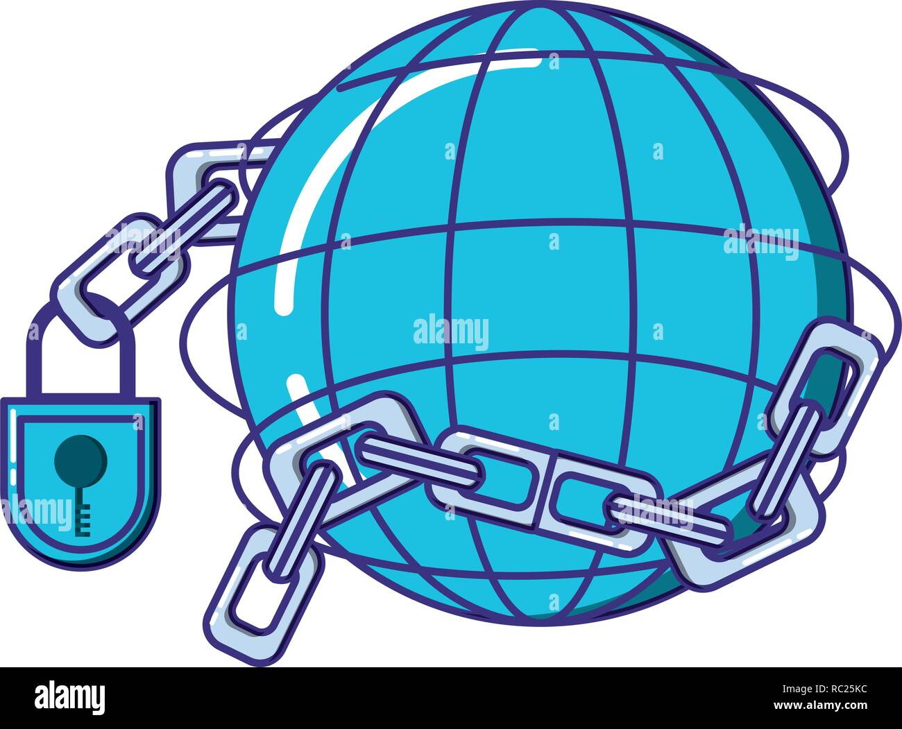 sphere browser with chain and padlock vector illustration design Stock ...