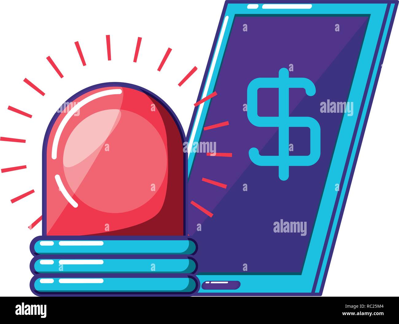 smartphone with alarm light vector illustration design Stock Vector ...