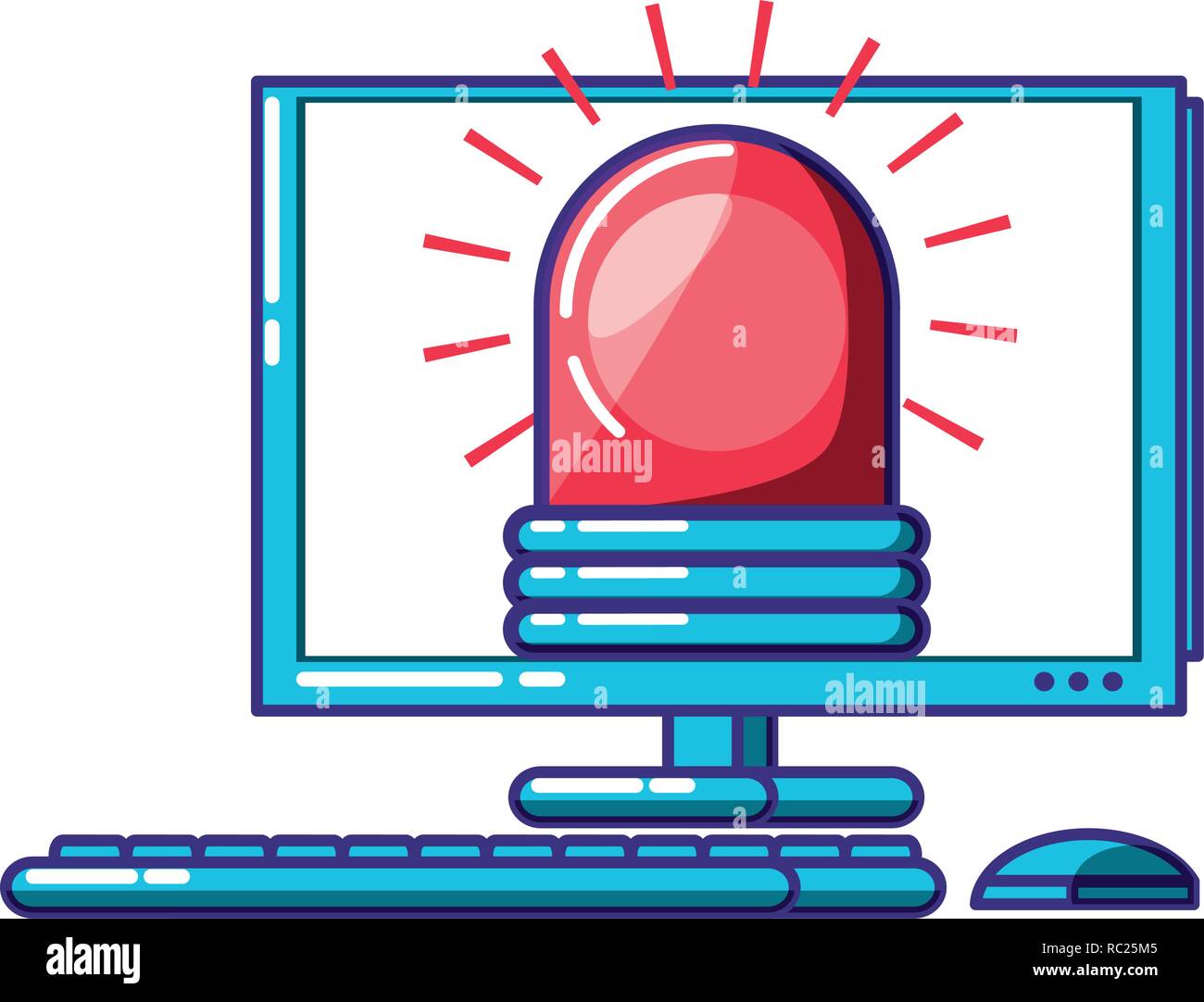 computer desktop with alarm light vector illustration design Stock ...