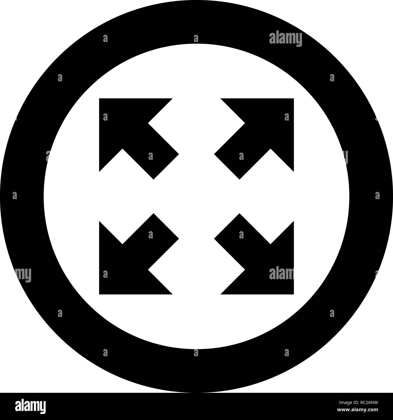 Four arrows pointing to different directions from the center icon black ...