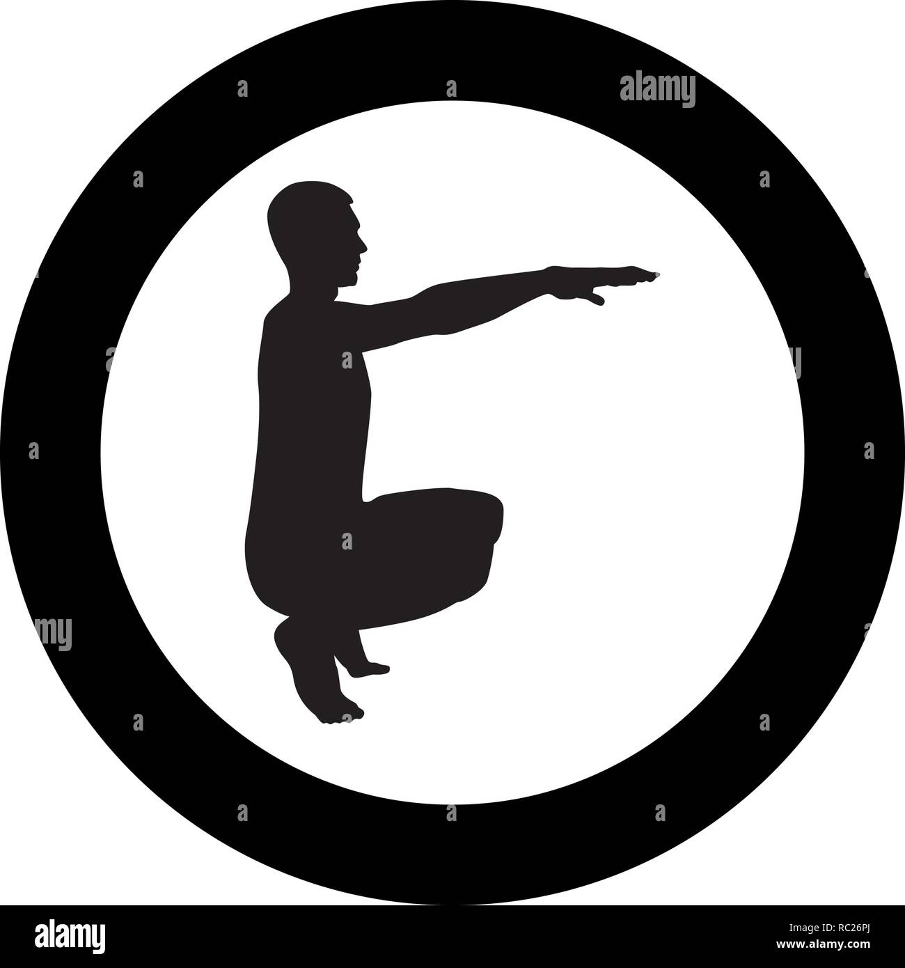 Crouching Man doing exercises crouches squat Sport action male Workout ...