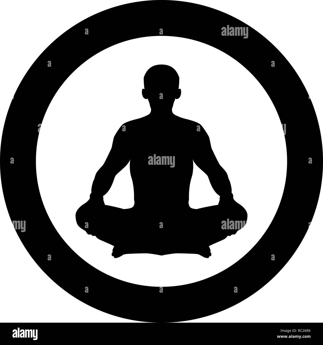 Man in pose lotus Yoga pose Meditation position silhouette Asana icon black color vector I flat ...