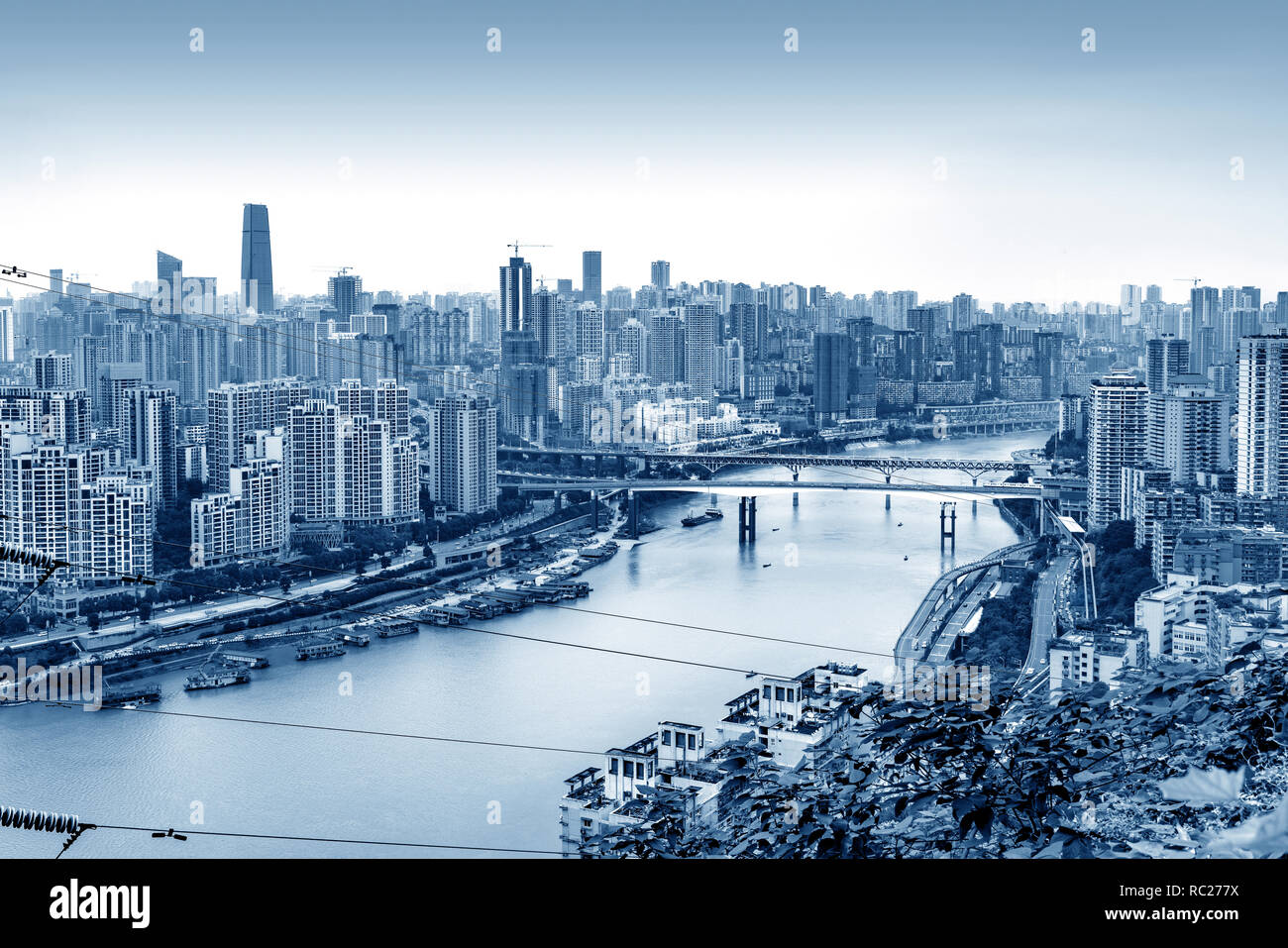 Aerial view of the Yangtze River and Chongqing city landscape Stock ...