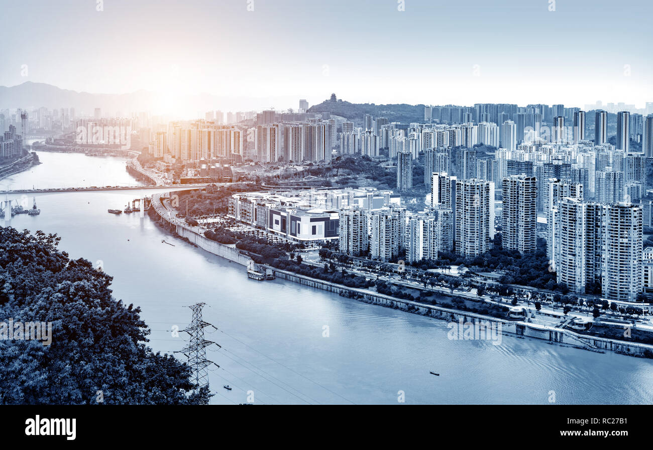 Aerial view of the Yangtze River and Chongqing city landscape Stock ...