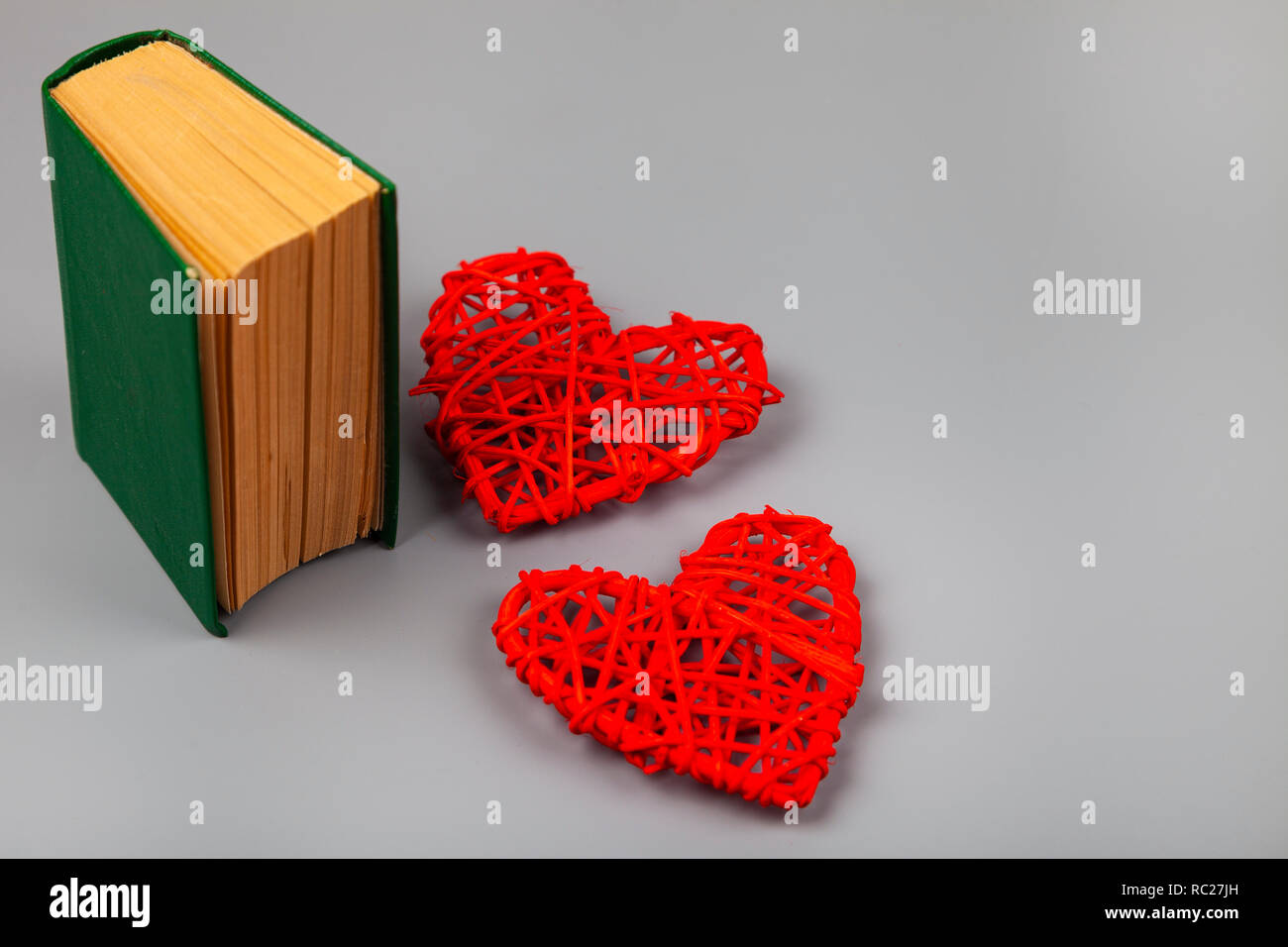 Book with romantic poems and two hearts. Gift for Valentine's Day Stock ...