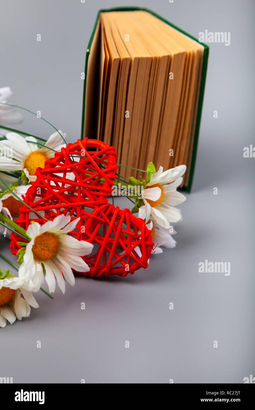 Book with romantic poems, flowers and a heart. Gift for Valentine's Day ...