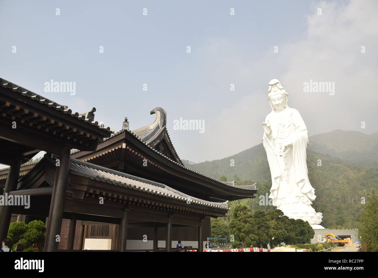 View of Tsz Shan buddhist monastery with the big bronze statue of buddhist goddess Guanyin in ...