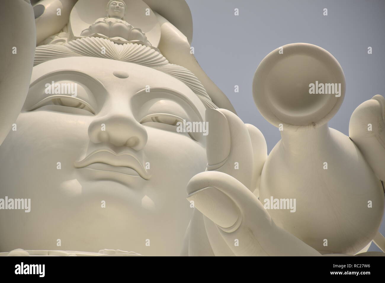 Close up of the bronze Guanyin statue outside Tsz Shan buddhist ...