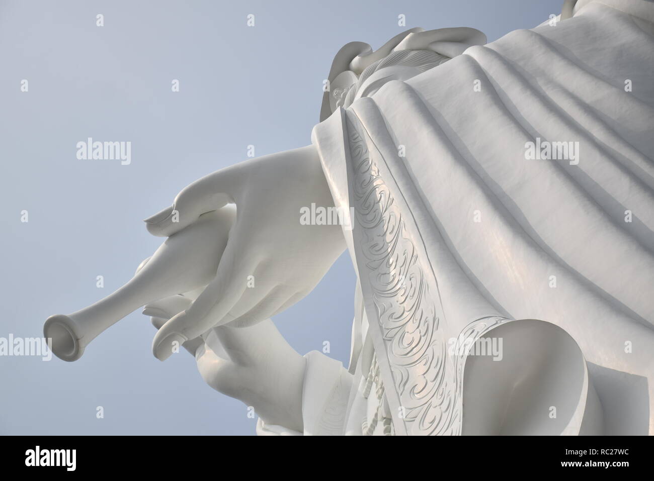 Close up of the bronze Guanyin statue outside Tsz Shan buddhist ...