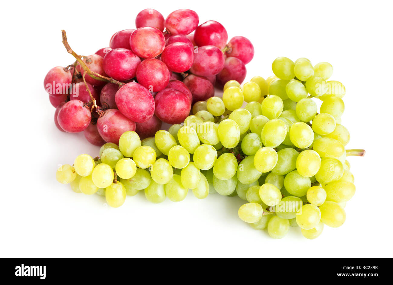 bunches of white and rose grapes isolated on white background Stock ...