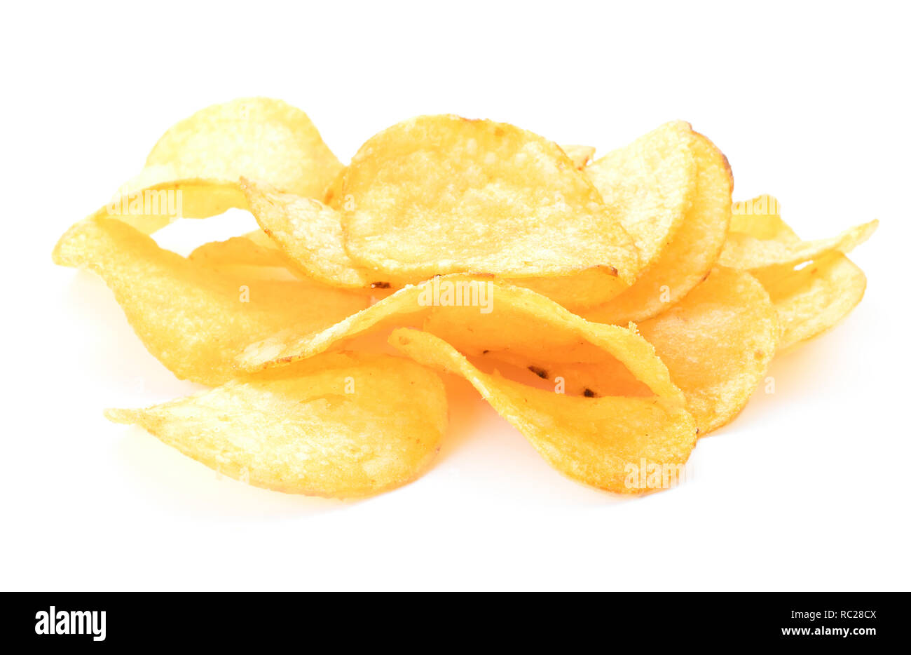 heap of potato chips isolated on white background Stock Photo - Alamy