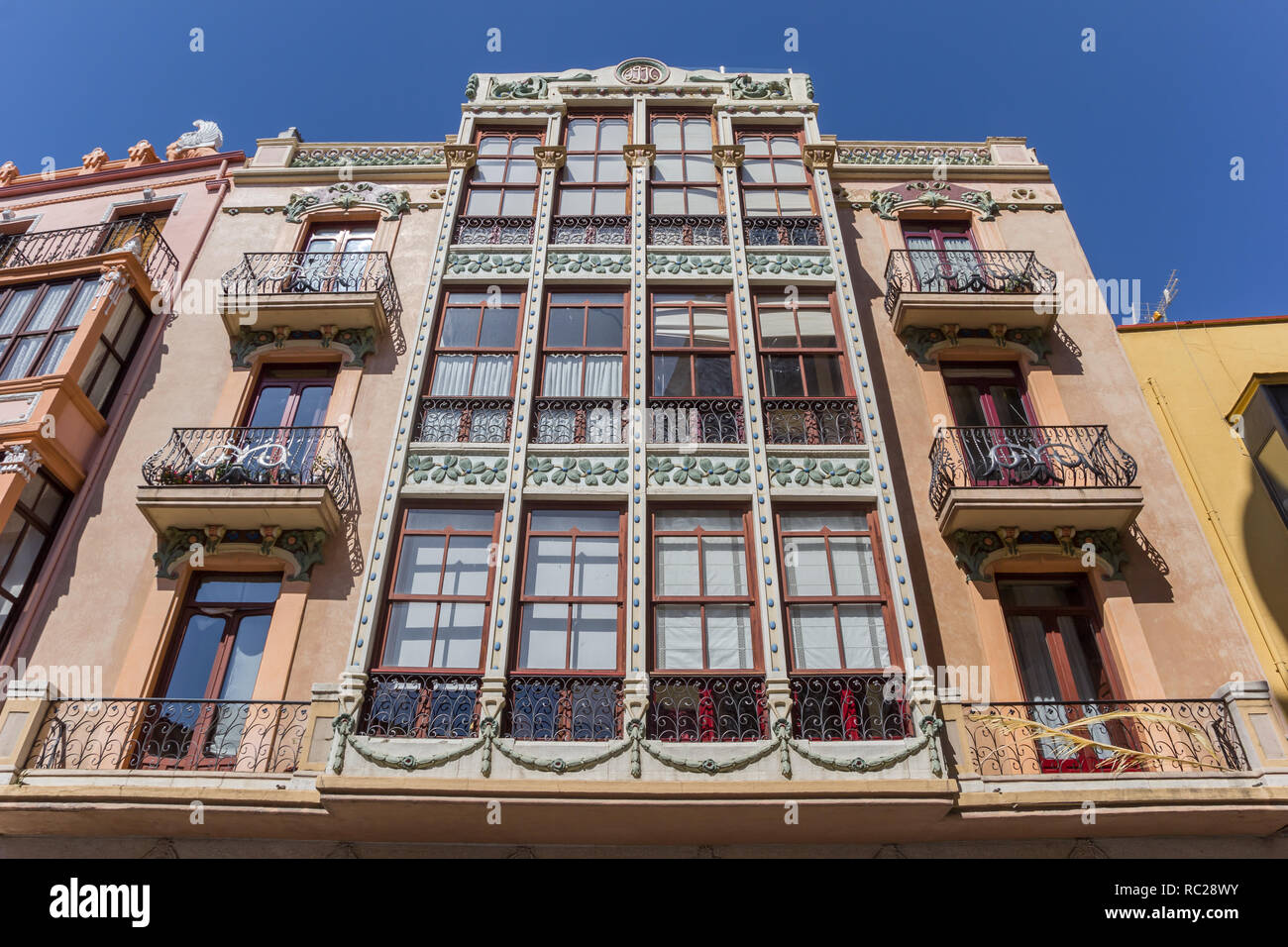 Decorated facade of an apartment building in Zamora, Spain Stock Photo ...