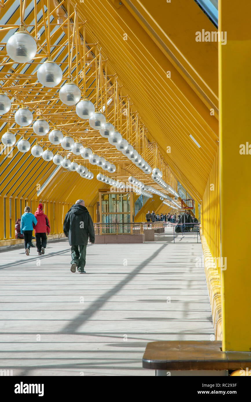 Moscow / Russia - March 18, 2009 - The pedestrian walkway over the ...