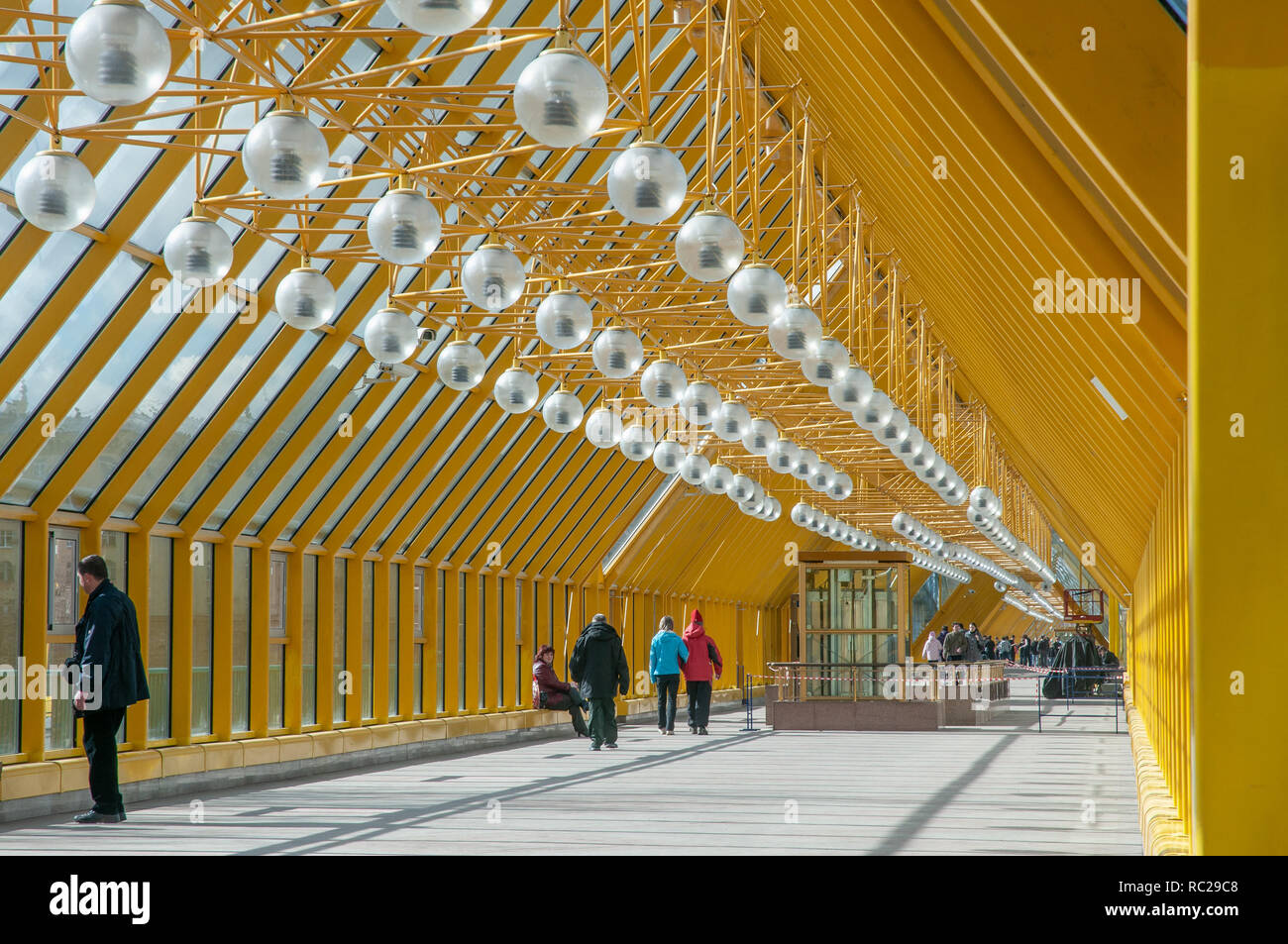 Moscow / Russia - March 18, 2009 - The pedestrian walkway over the ...