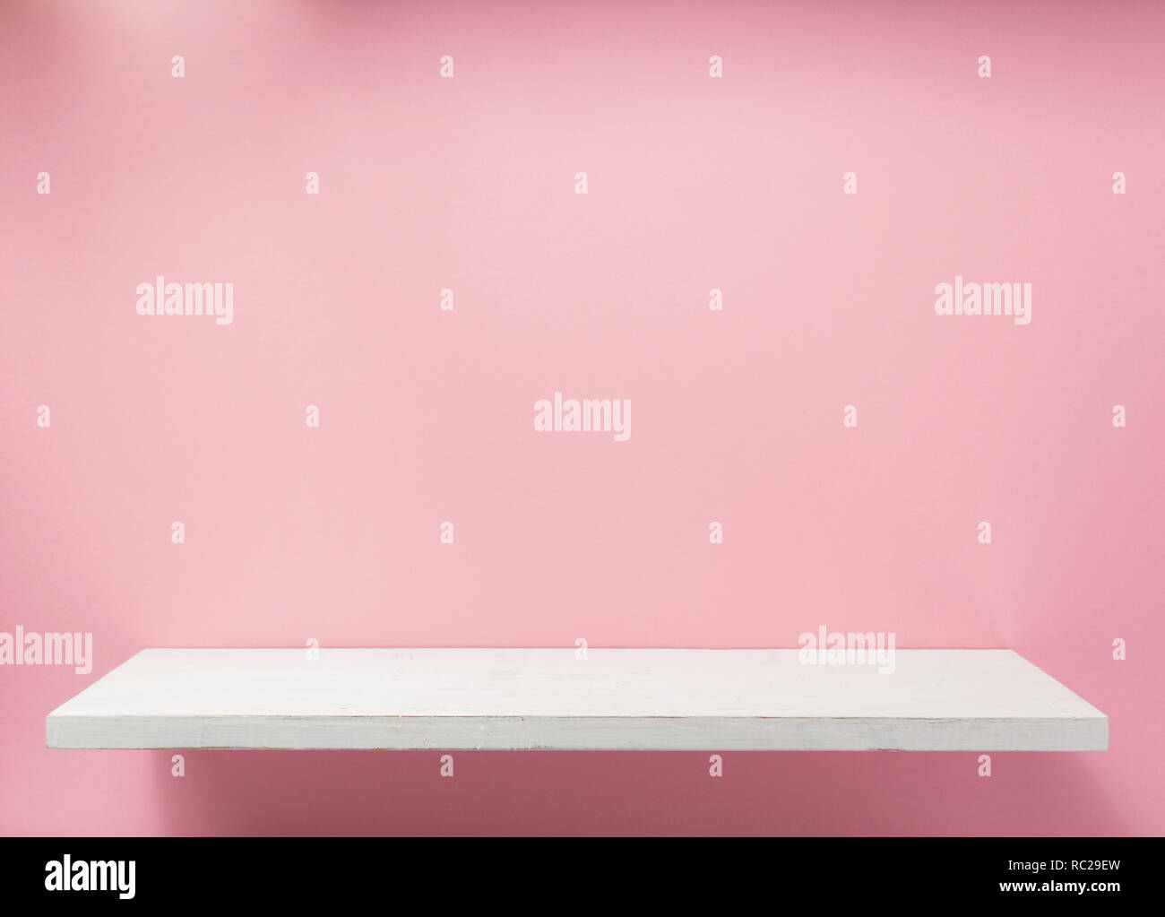 wooden shelf at abstract wall background surface Stock Photo - Alamy