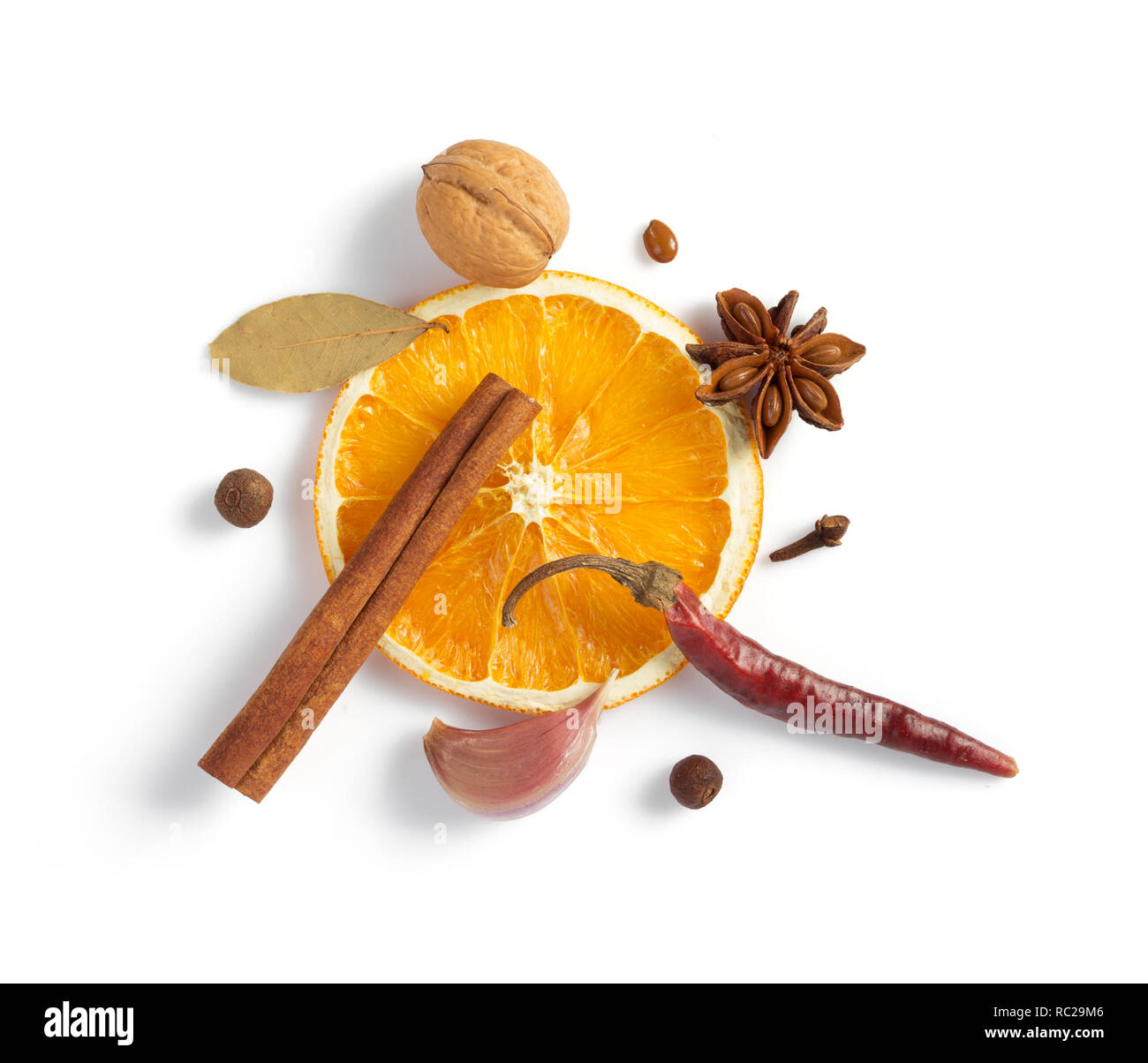 dried fruit and spices isolated on white background Stock Photo - Alamy