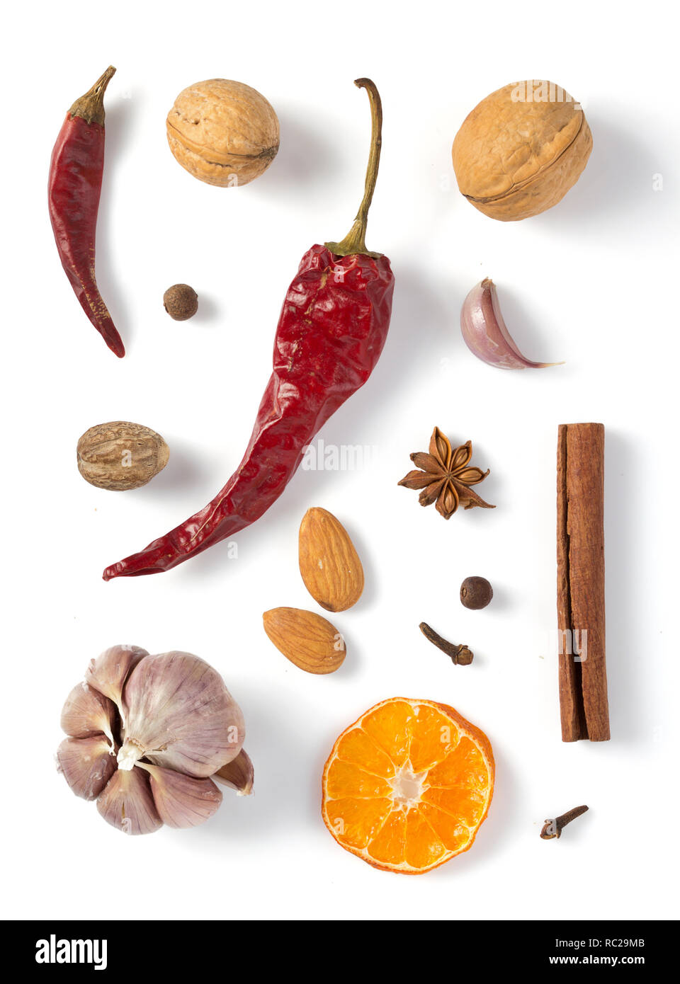 dried fruit and spices isolated on white background Stock Photo - Alamy