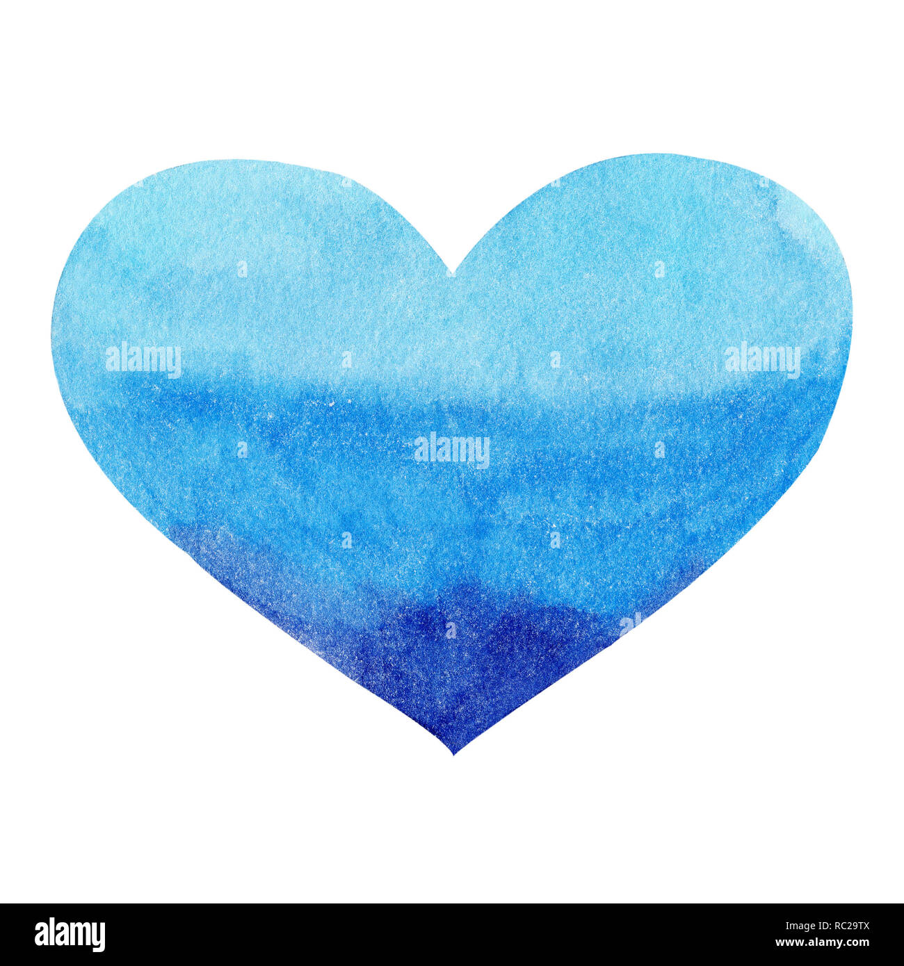 Watercolor hand painted blue heart. Symbol of love. Isolated objects ...
