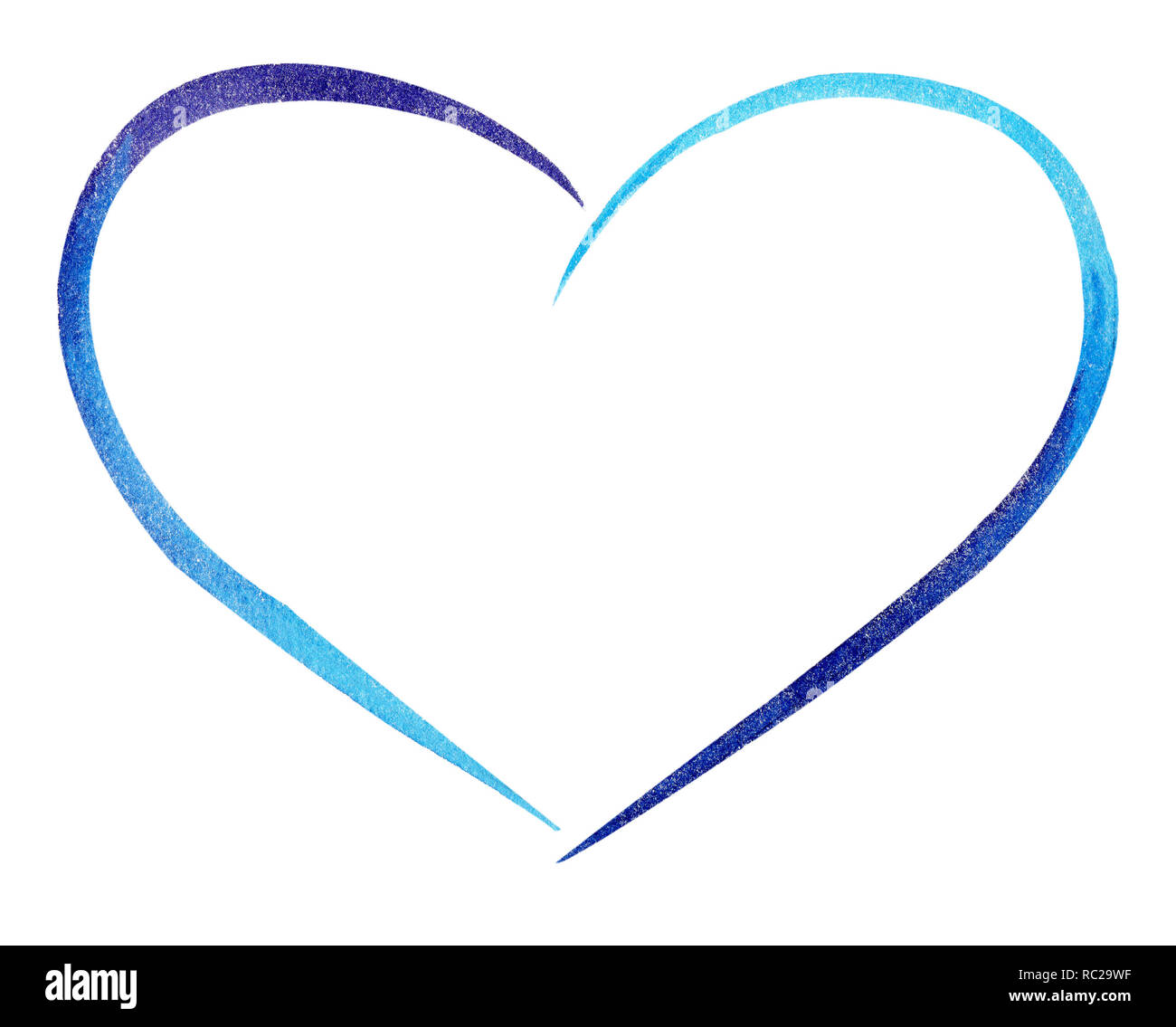 Watercolor hand painted blue heart. Symbol of love. Isolated objects ...