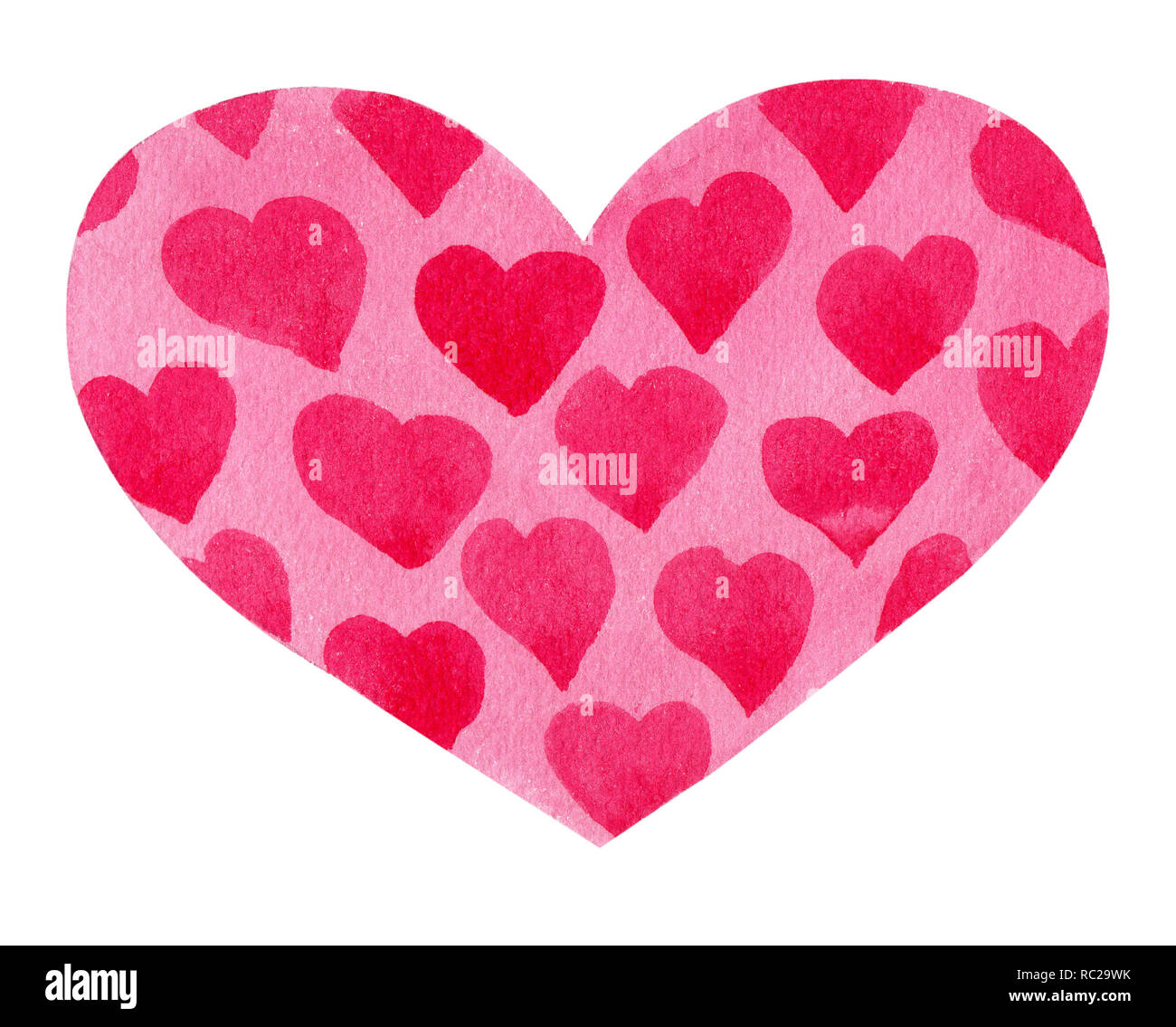 Watercolor hand painted red heart. Symbol of love. Isolated objects ...