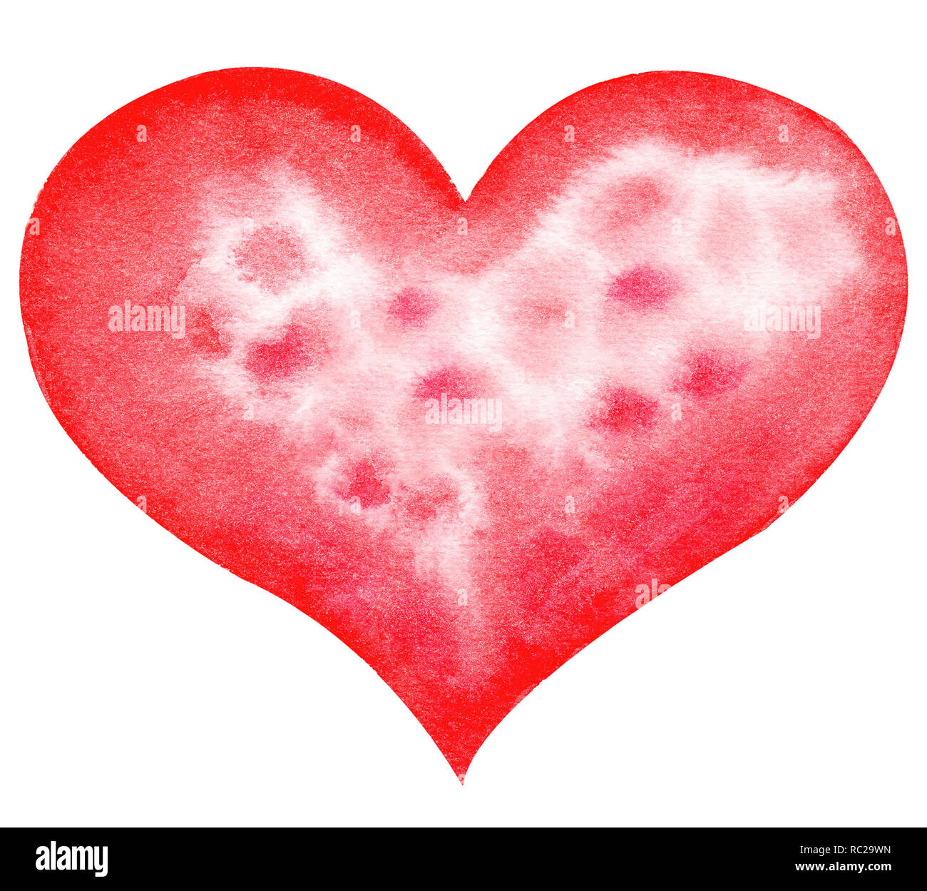 Watercolor hand painted red heart. Symbol of love. Isolated objects ...