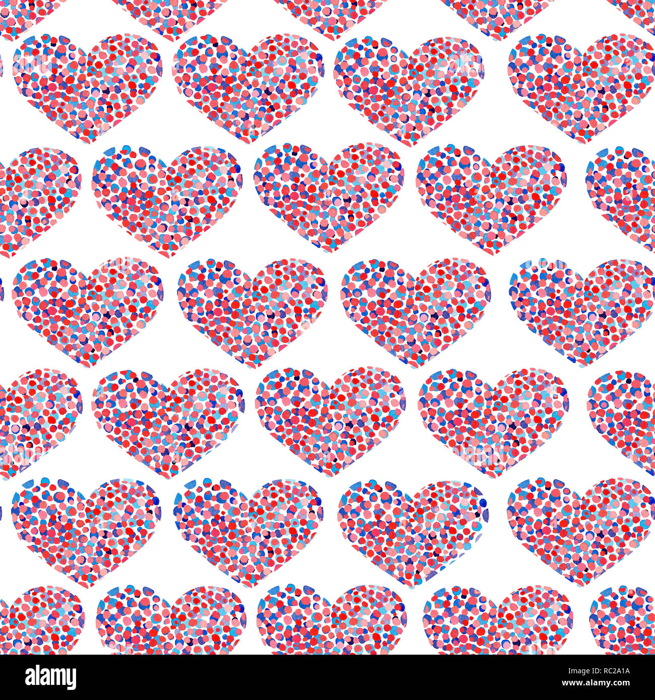 Watercolor red hearts seamless background. Red watercolor heart pattern ...
