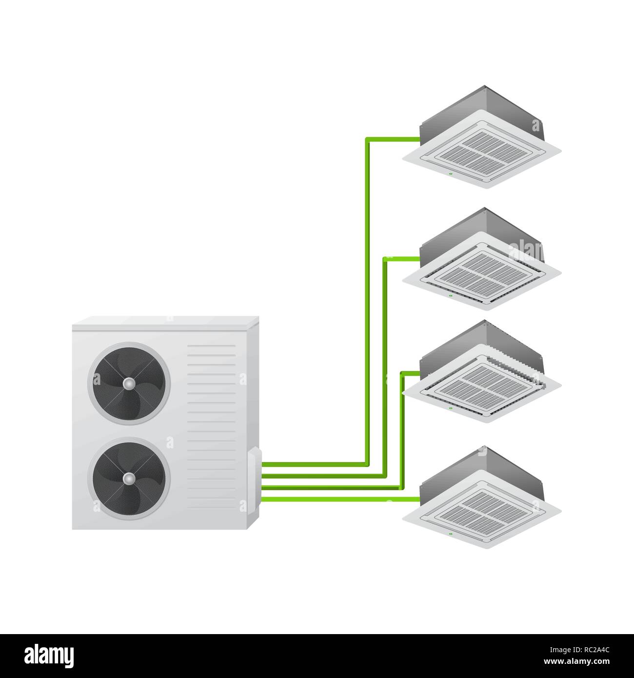 The air conditioning system. Vector illustration. Multi split. One ...