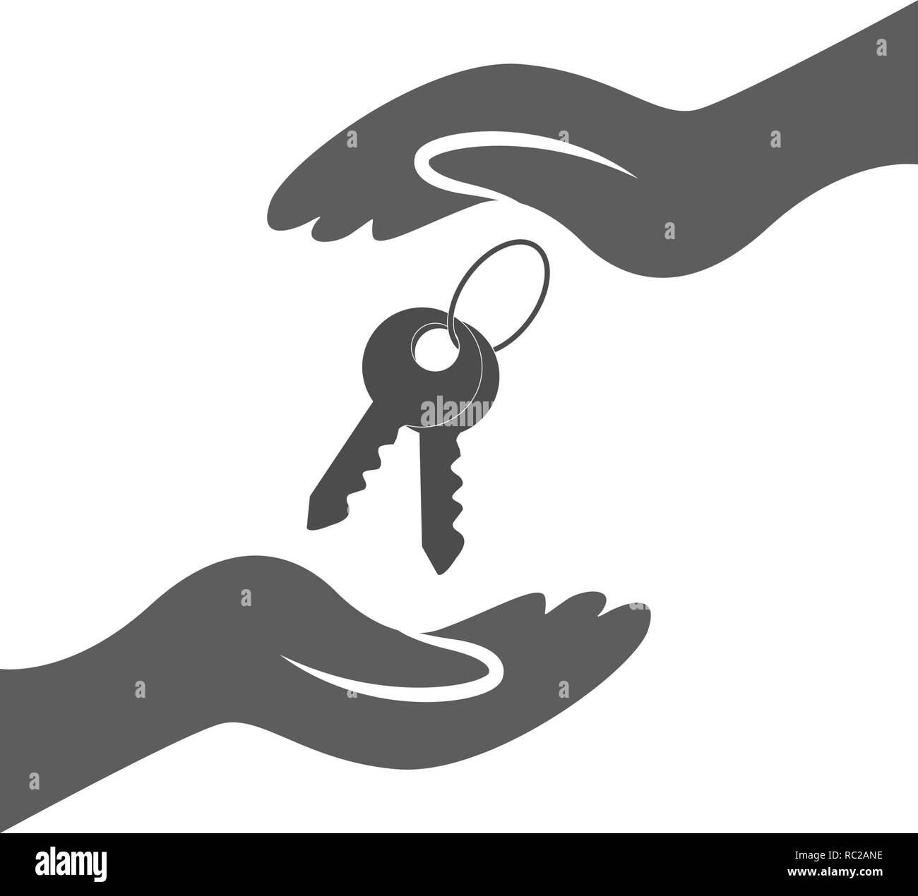 House insurance sign. Hand holds home keys symbol. Insurance of ...