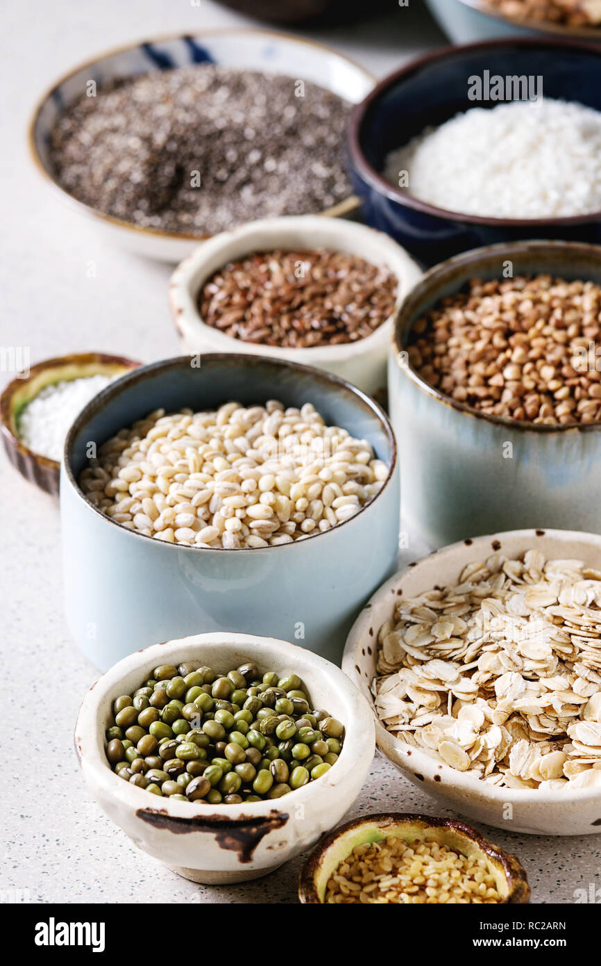 Seeds and grains healthy food selection variety hi-res stock ...