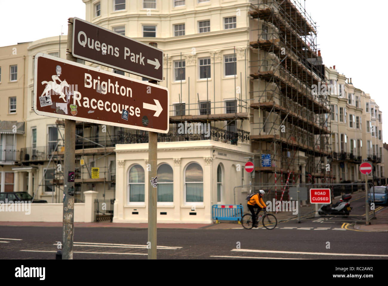 Brighton, England on January 01, 2019. Traffic sign on Marina parade ...