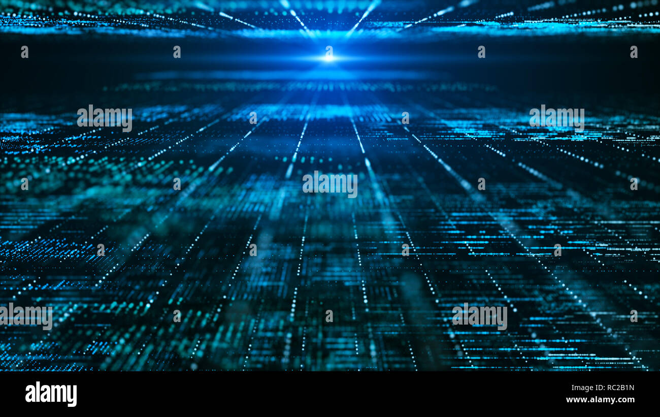 Abstract digital matrix background. Futuristic big data information technology concept. Motion ...