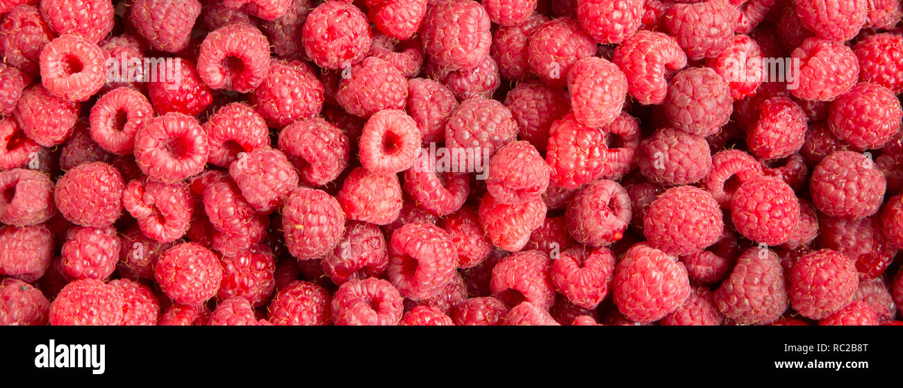Fresh raspberries background, overhead view. Flat lay, top view Stock ...