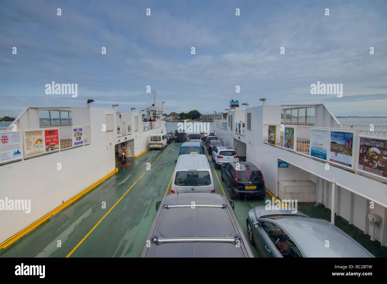 Sandbanks Ferry, a vehicular chain ferry, which crosses the entrance of ...