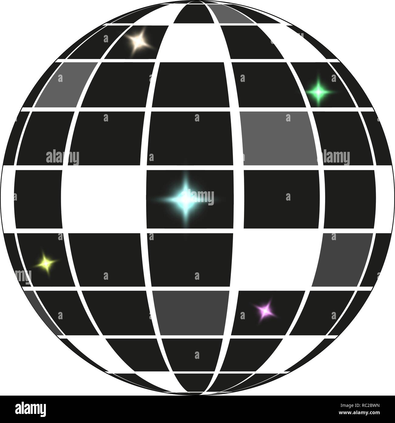 Disco ball icon. Disco sphere party concept symbol design. Stock ...