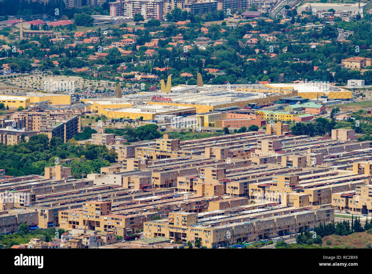 Palermo, Sicily. Aerial view of Zona Espansione Nord, known as ZEN or ...