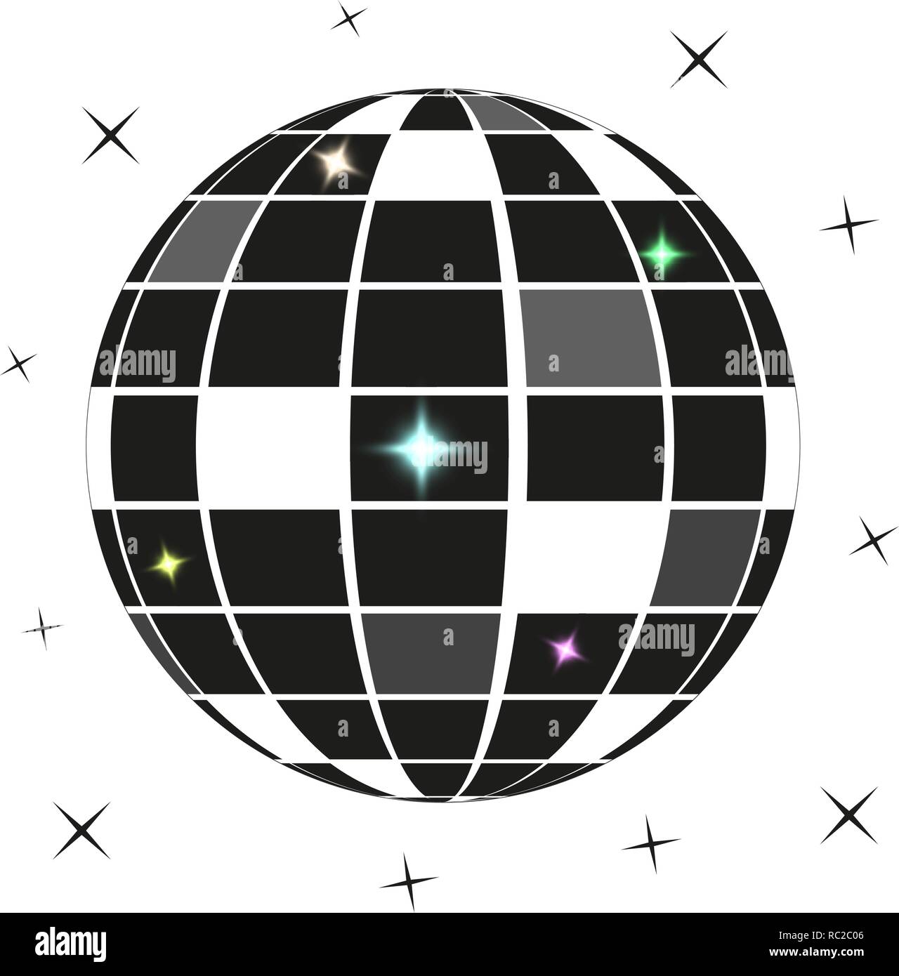 Disco ball icon. Disco sphere party concept symbol design. Stock ...