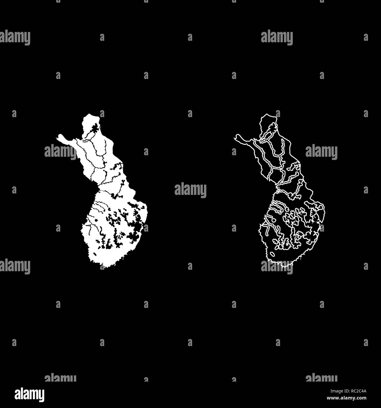 Map of Finland icon set white color I flat outline style simple image ...