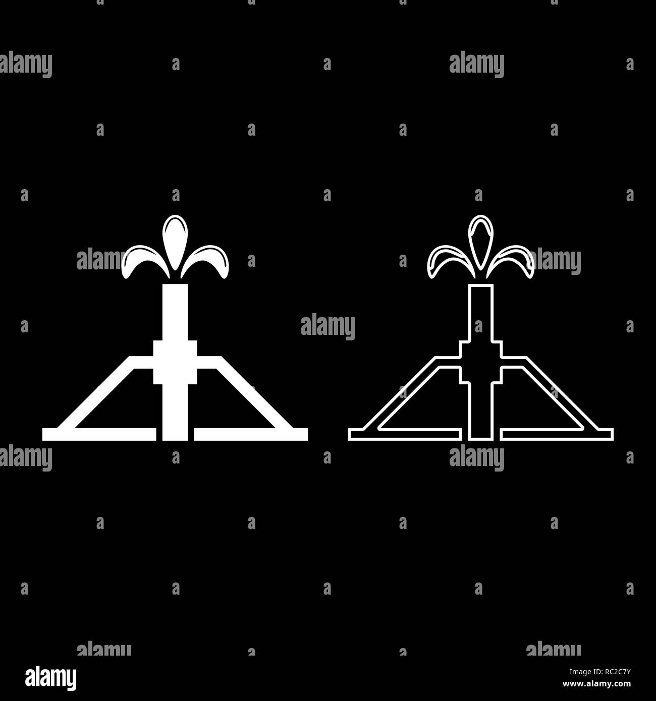 Oil well Derrick rig for oil in out icon set white color I flat outline ...