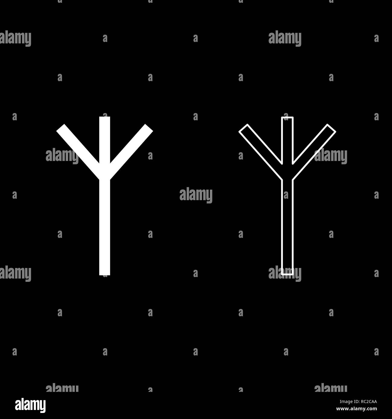 Algiz Elgiz rune elk reed defence symbol icon set white color I flat ...