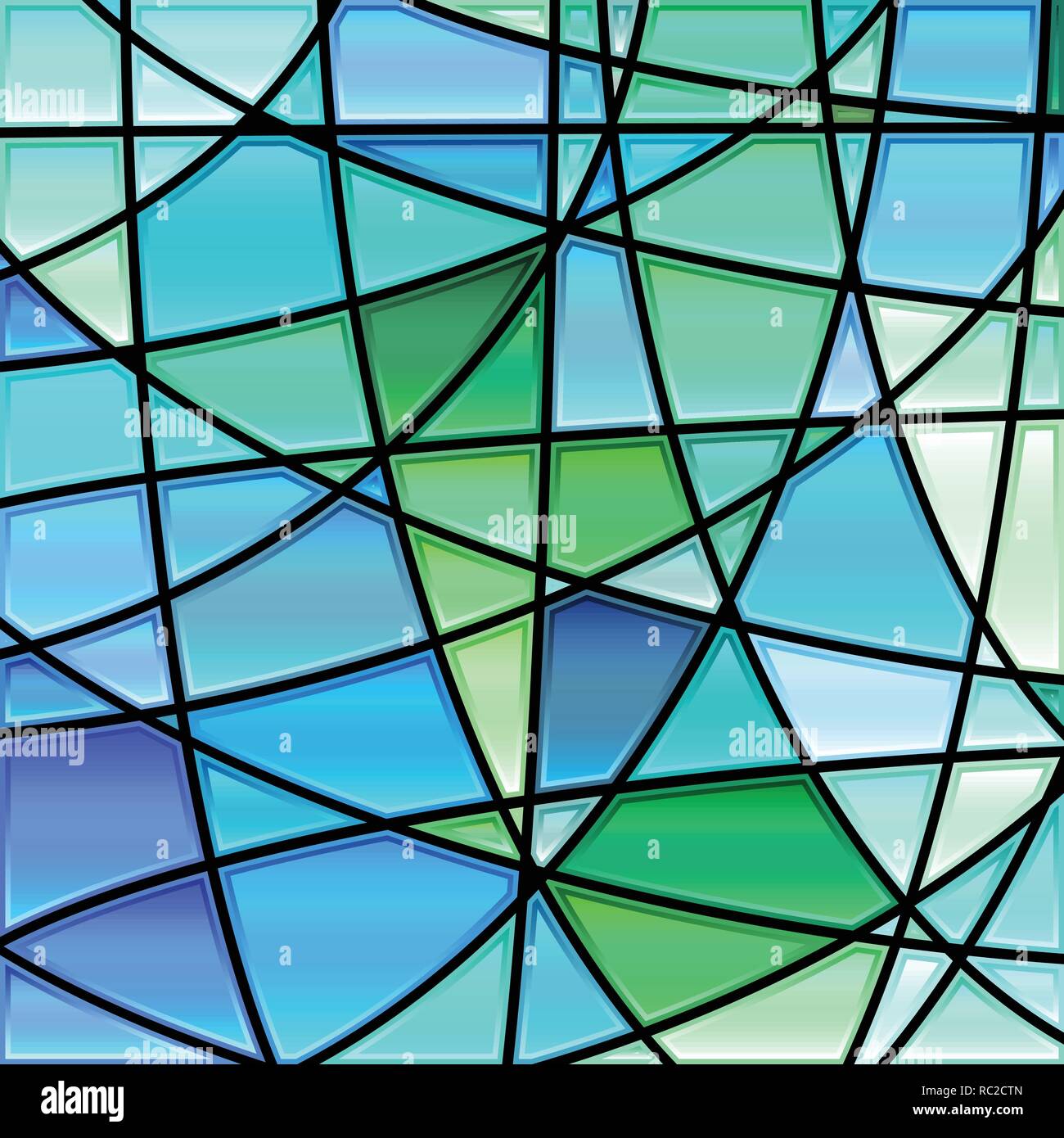abstract vector stained-glass mosaic background - green and blue Stock ...