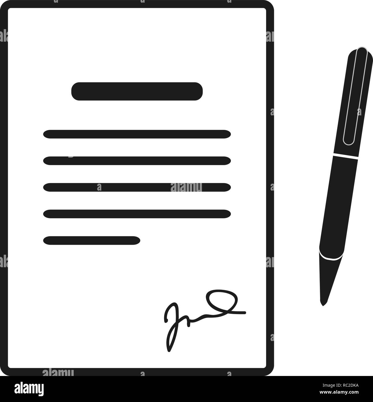 Signing contract icon. Report, letter, will. Deal concept. Can be used ...