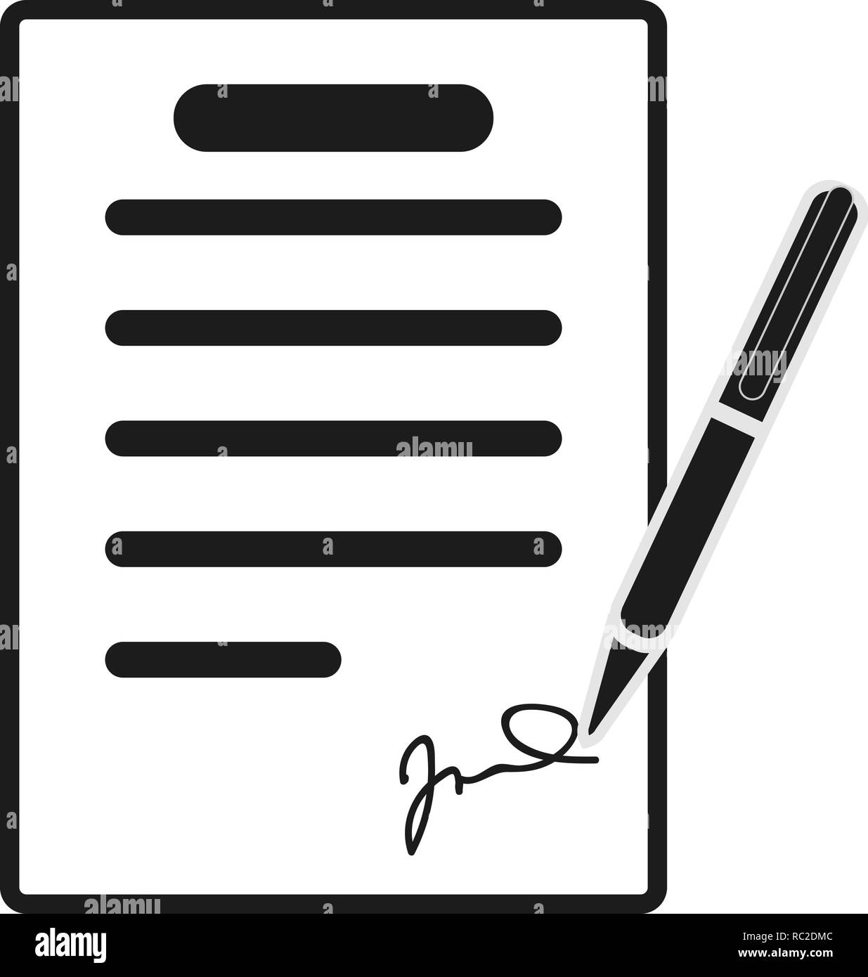Vector concept signature signing Black and White Stock Photos & Images ...