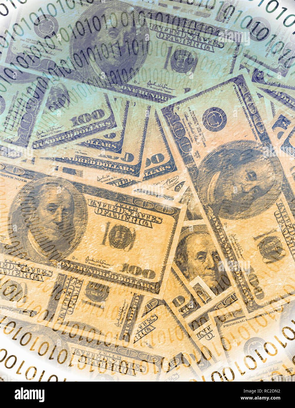 Digital Money. 100 dollar banknotes, binary code Stock Photo - Alamy