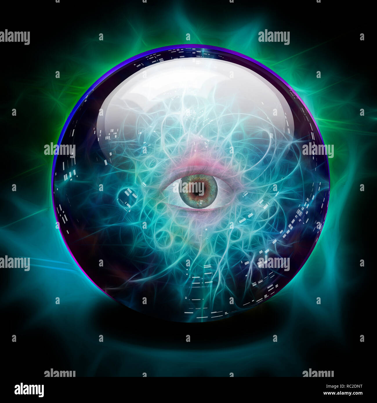 Crystal ball with all seeing eye Stock Photo - Alamy