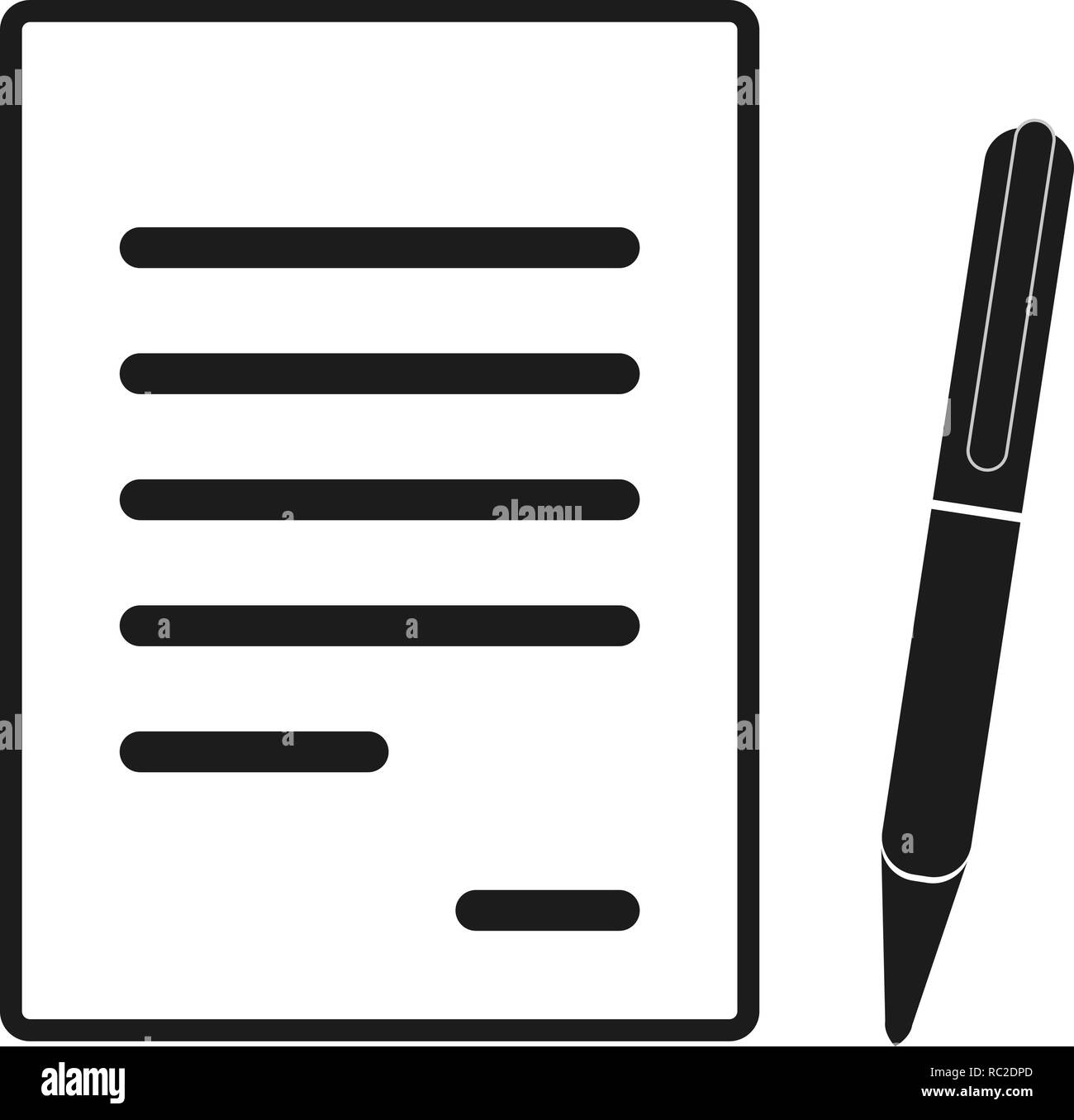 Signing contract icon. Report, letter, will. Deal concept. Can be used ...