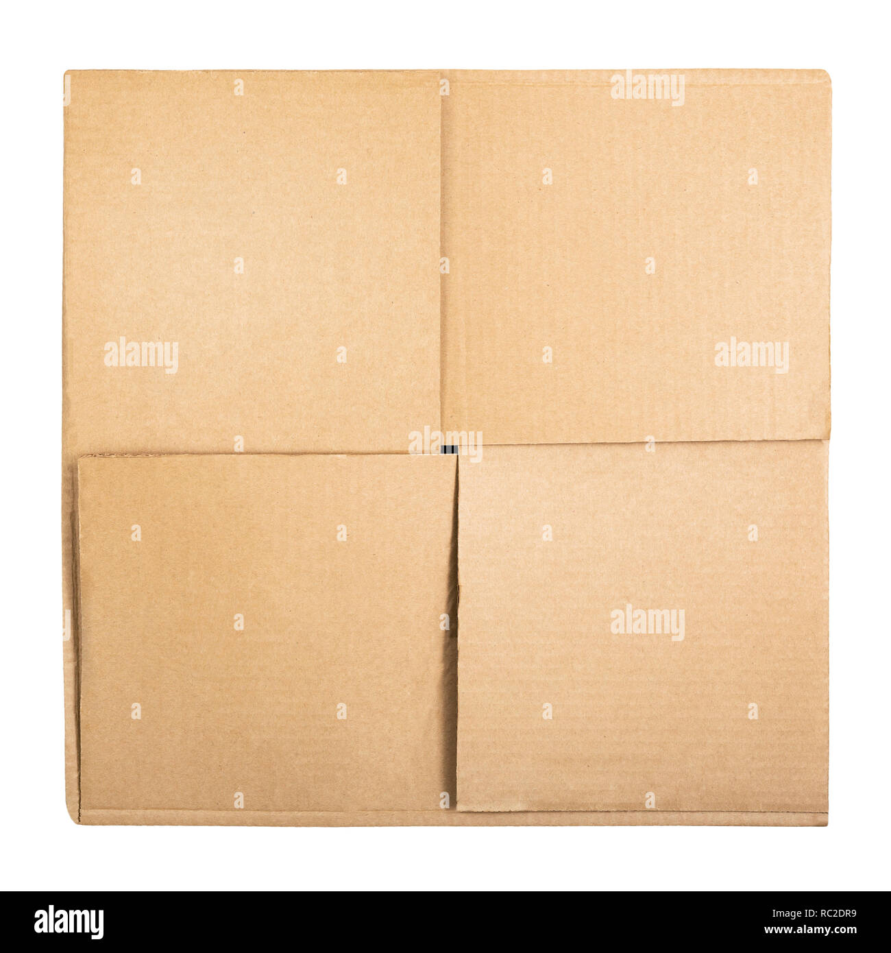 Square cardboard box isolated on white background. Top view. Flat lay ...