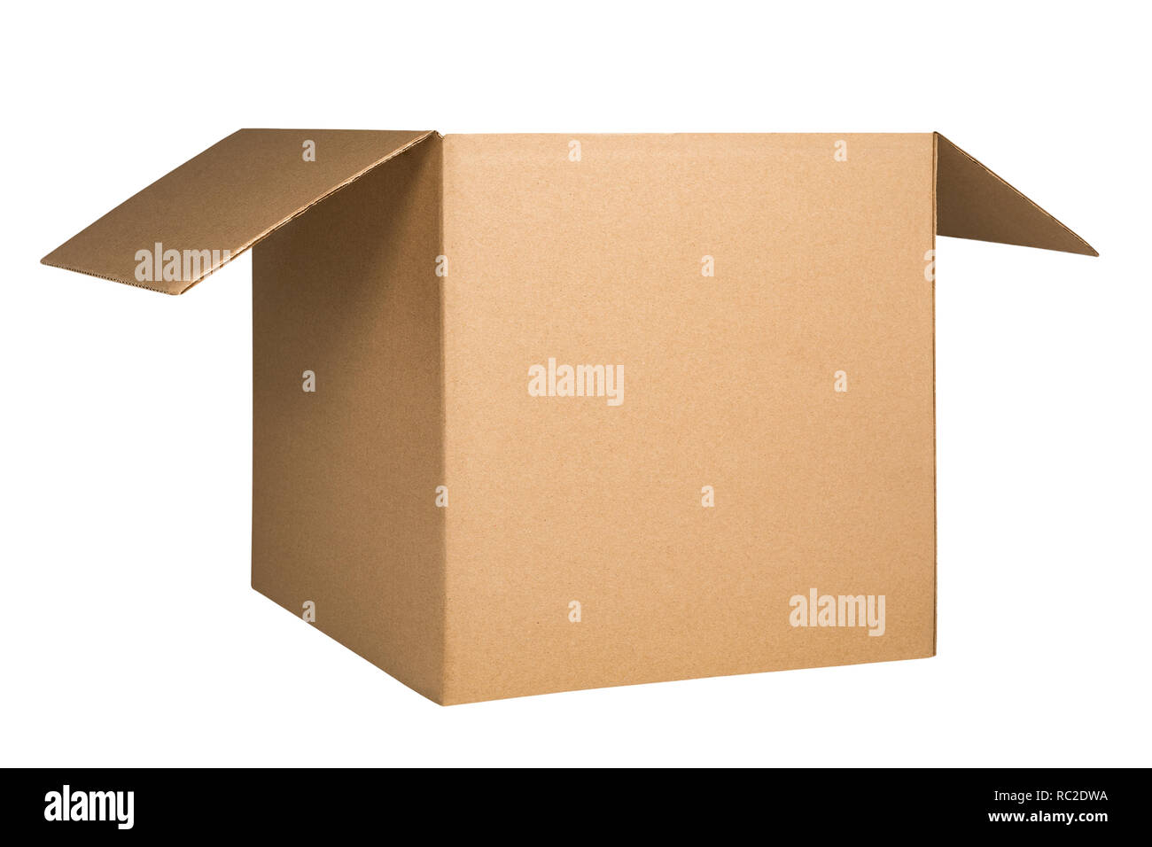 Cardboard box with opened cover isolated on white background Stock ...