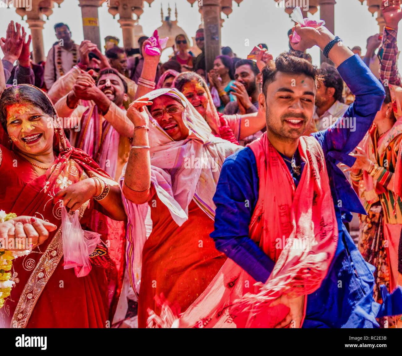 Indian woman smeared colors hi-res stock photography and images - Alamy