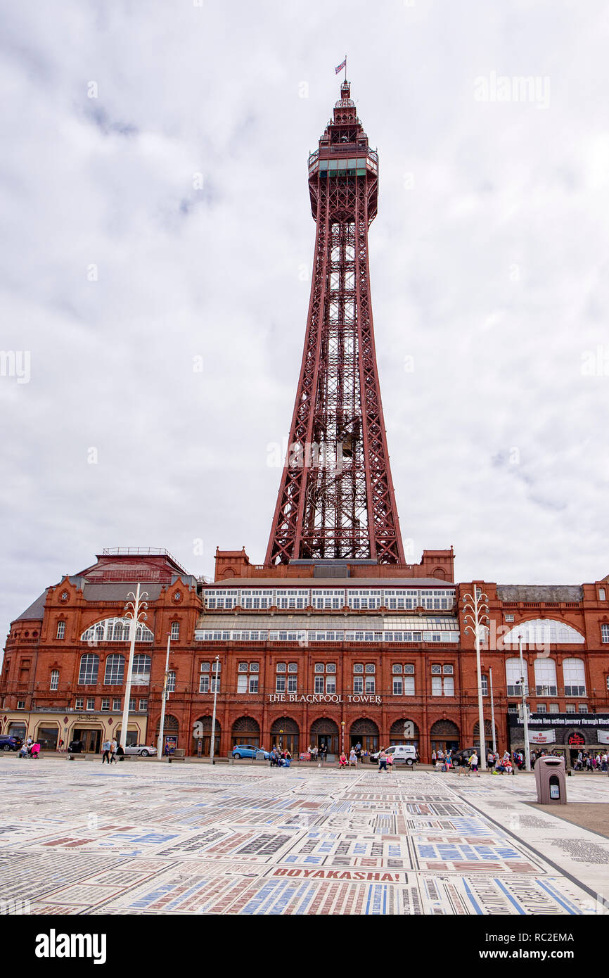 The Blackpool Tower with comedy pavement, Blackpool Lancashire UK Stock ...
